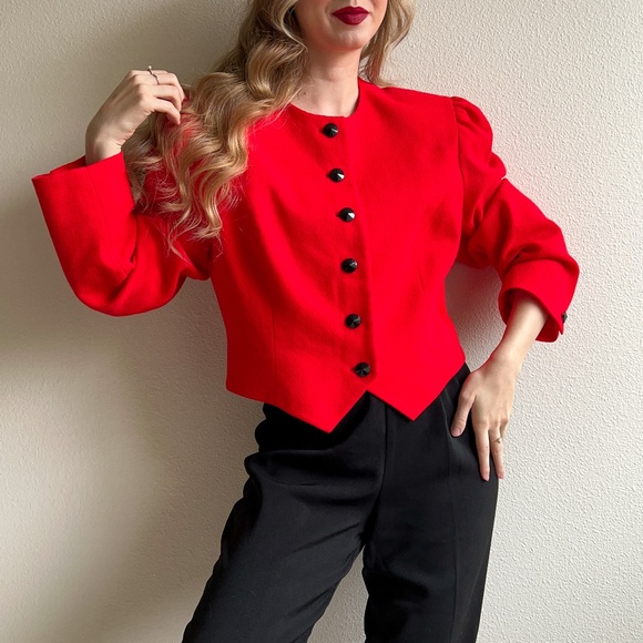Neiman Marcus | Jackets & Coats | Vintage 98s Neiman Marcus Bright Red ...